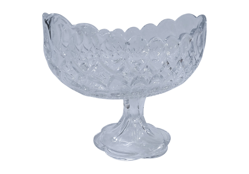 Centro de Mesa Oval Cristal com Pé Angel 27x13 Alt.18cm 800ml